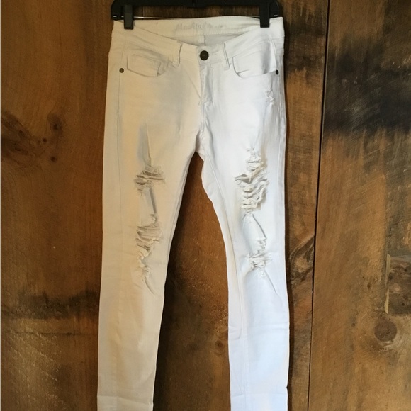 machine jeans | Jeans | Machine Jeans White Distressed | Poshmark